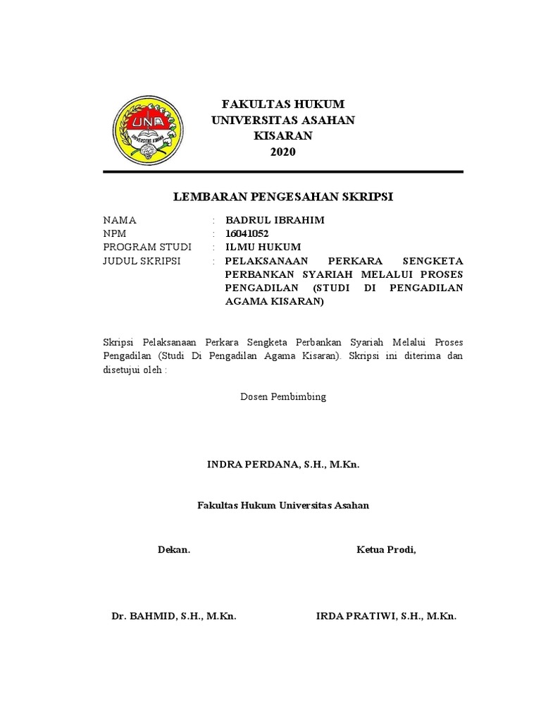 Lembar Pengesahan Proposal | PDF