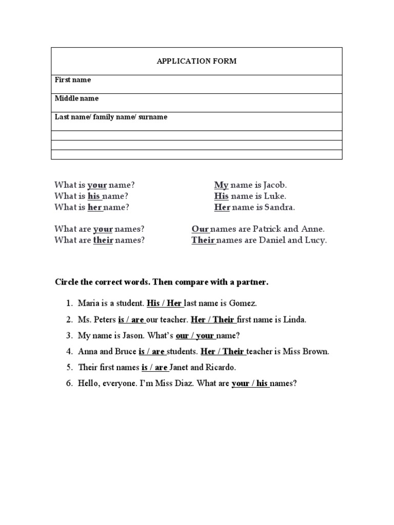 Name Identification Practice Form | PDF