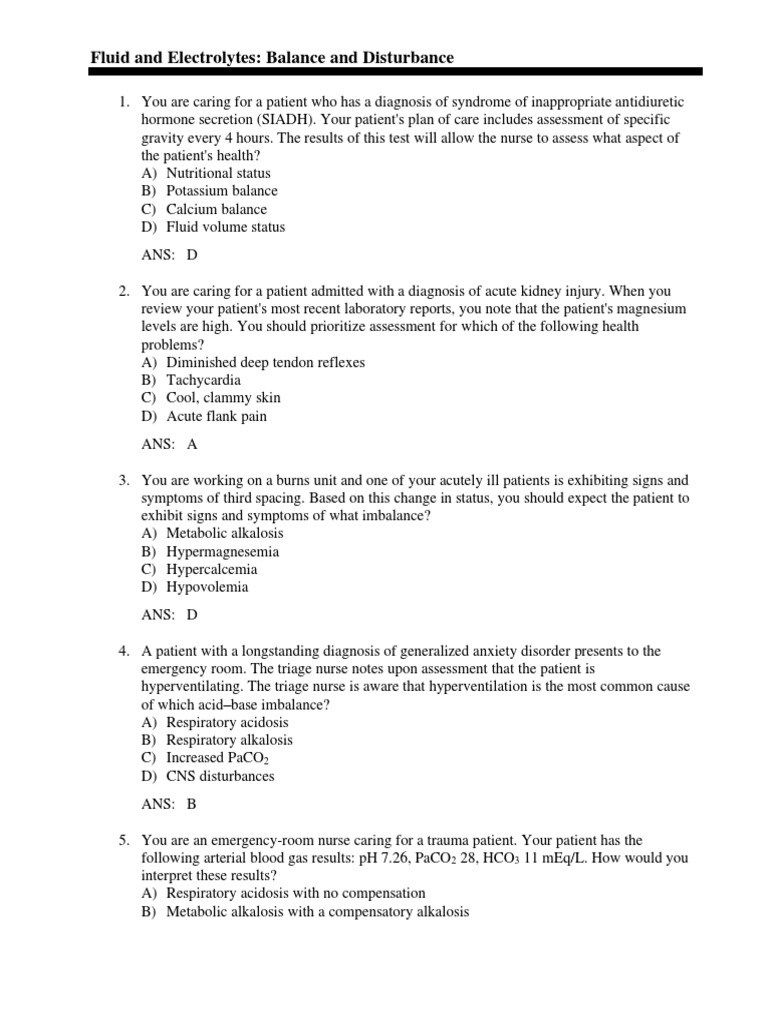 Fluid and Electrolyte Balance: Understanding Acid-Base Imbalances and ...