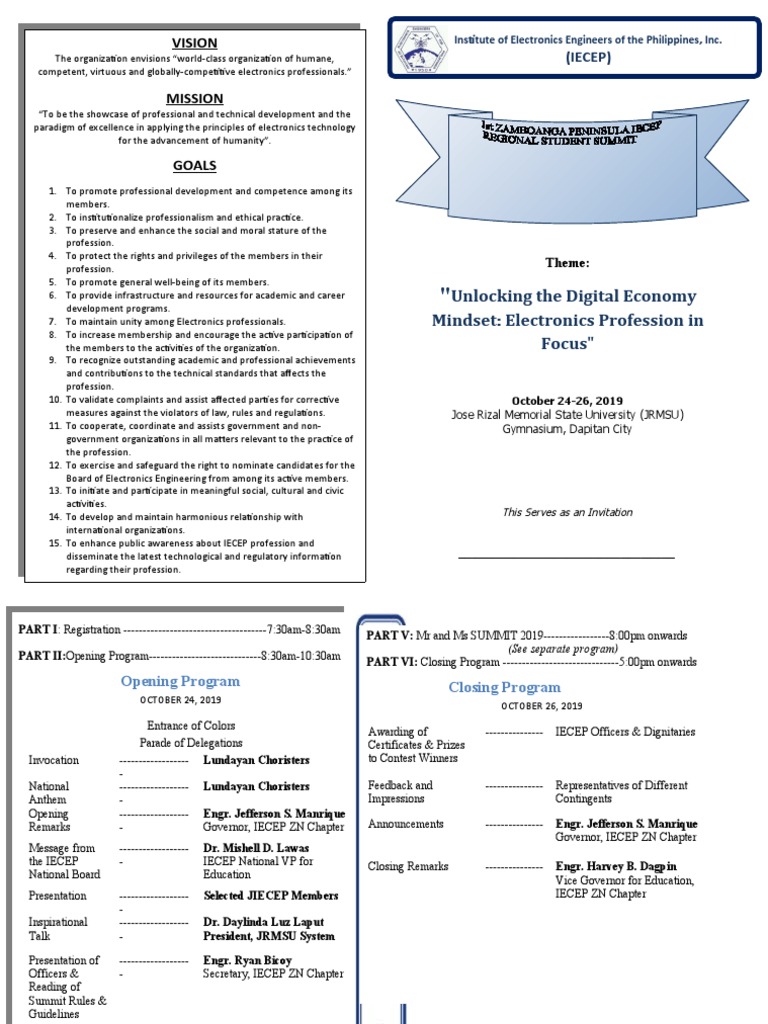 IECEP Summit 2019 Vision and Goals | PDF | Profession | Business
