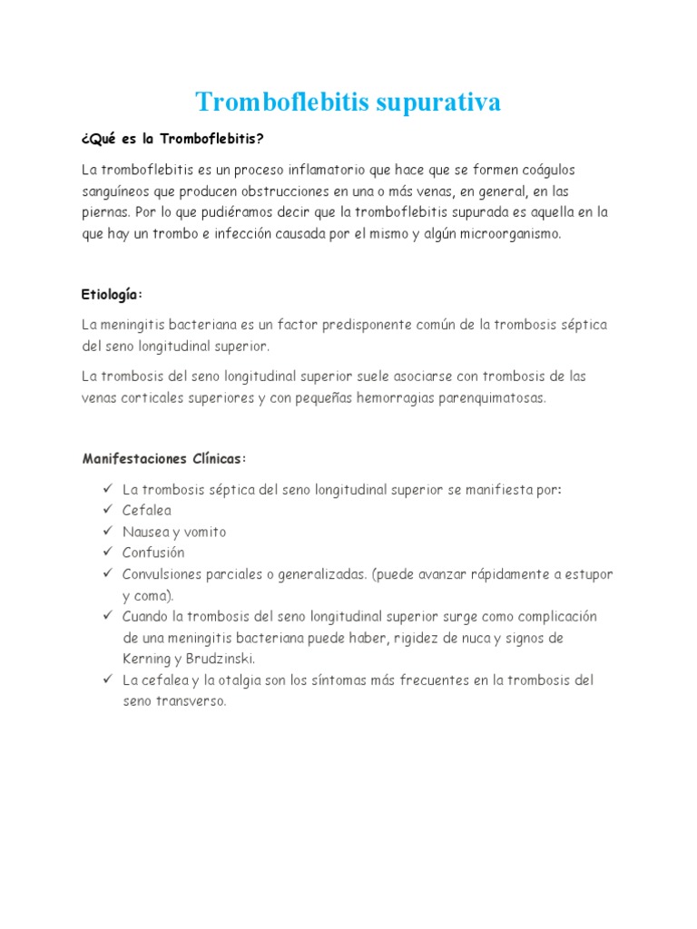 Tromboflebitis Supurativa | PDF
