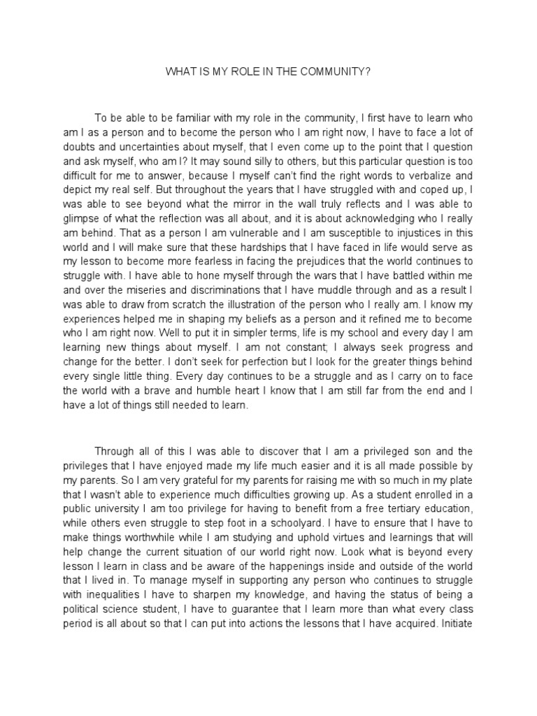 What Is My Role in The Community | PDF | Cognition | Psychological Concepts