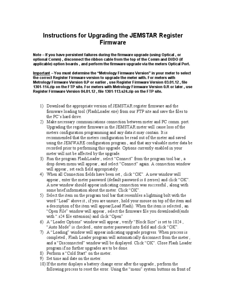 JEMSTAR Firmware Upgrade Guide | PDF | File Transfer Protocol | Menu ...