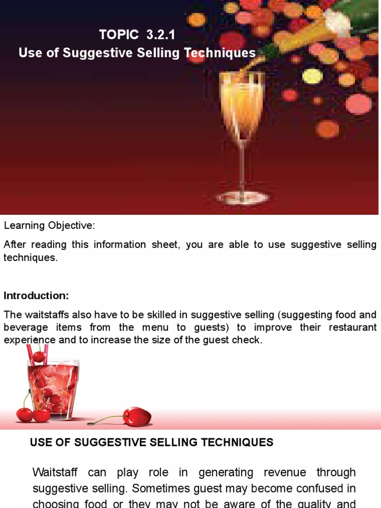 TOPIC 3.2.1 Use of Suggestive Selling Techniques | PDF
