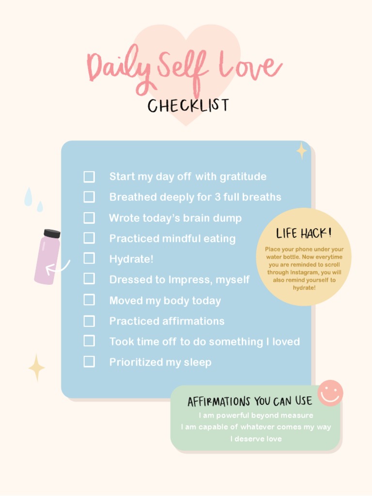 Daily Self Love Checklist PDF | PDF
