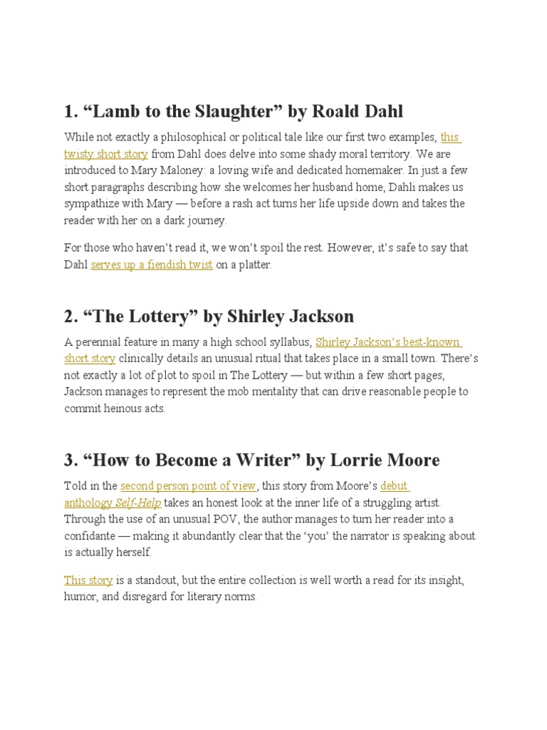 Roald Dahl's "Lamb to the Slaughter" | PDF