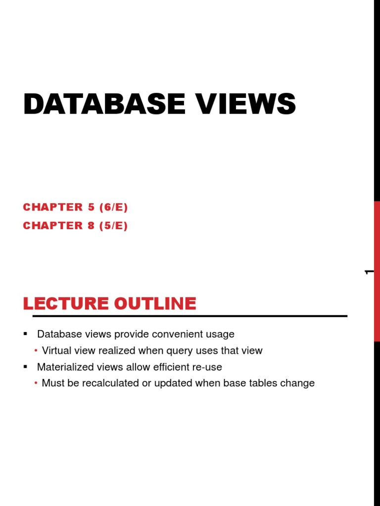 Database Views: CHAPTER 5 (6/E) CHAPTER 8 (5/E) | PDF | Databases ...