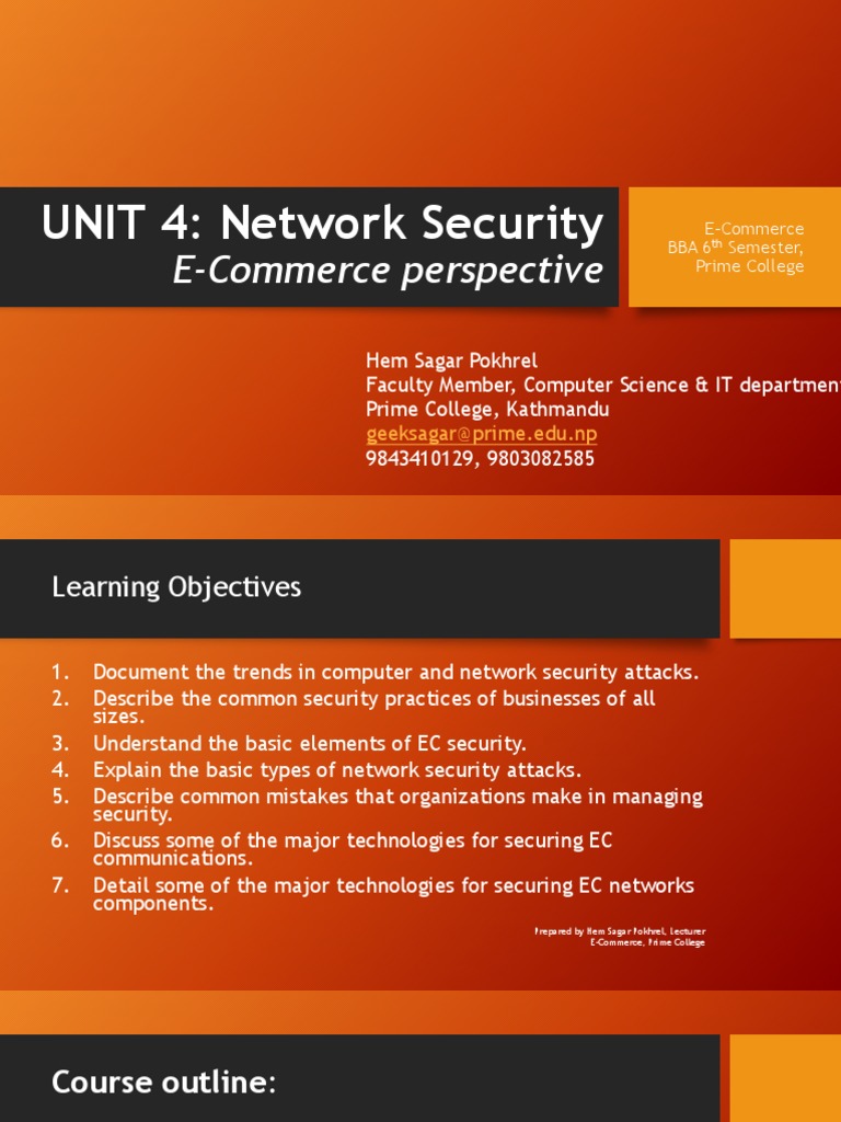 UNIT 4: Network Security: E-Commerce Perspective | PDF | Cryptography | Key (Cryptography)