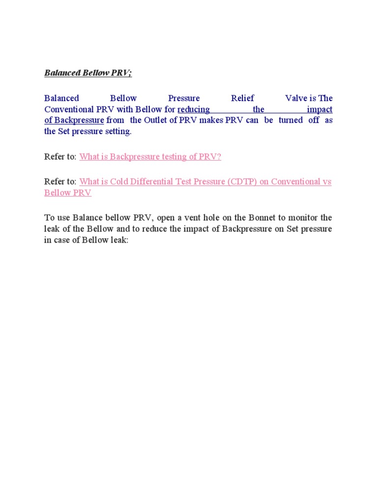 What Is Balanced Bellow of PRV | PDF | Home & Garden | Technology ...