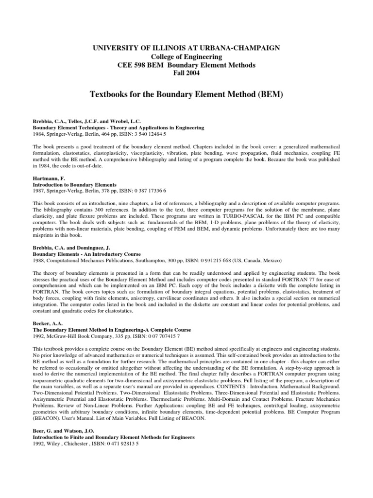 Textbooks For The Boundary Element Method (BEM) | PDF | Boundary ...