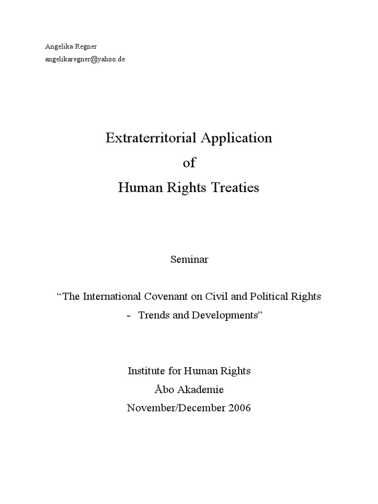 Extra Territorial Application and HRT | PDF | Extradition ...
