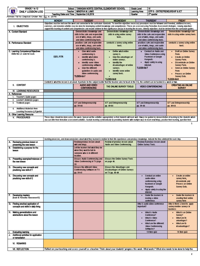 DLL Epp6-Ict Q1 W4 | PDF | Educational Technology | Learning