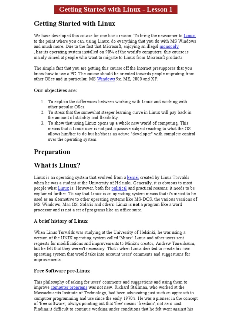 Getting Started With Linux Pdf Operating System Linux