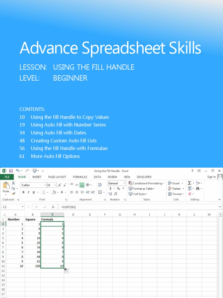 Using FIll Handle | PDF | Microsoft Excel | Spreadsheet
