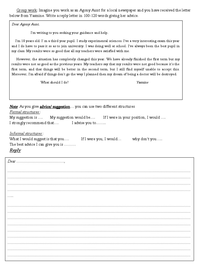 Dear Agony Aunt,: Reply | PDF