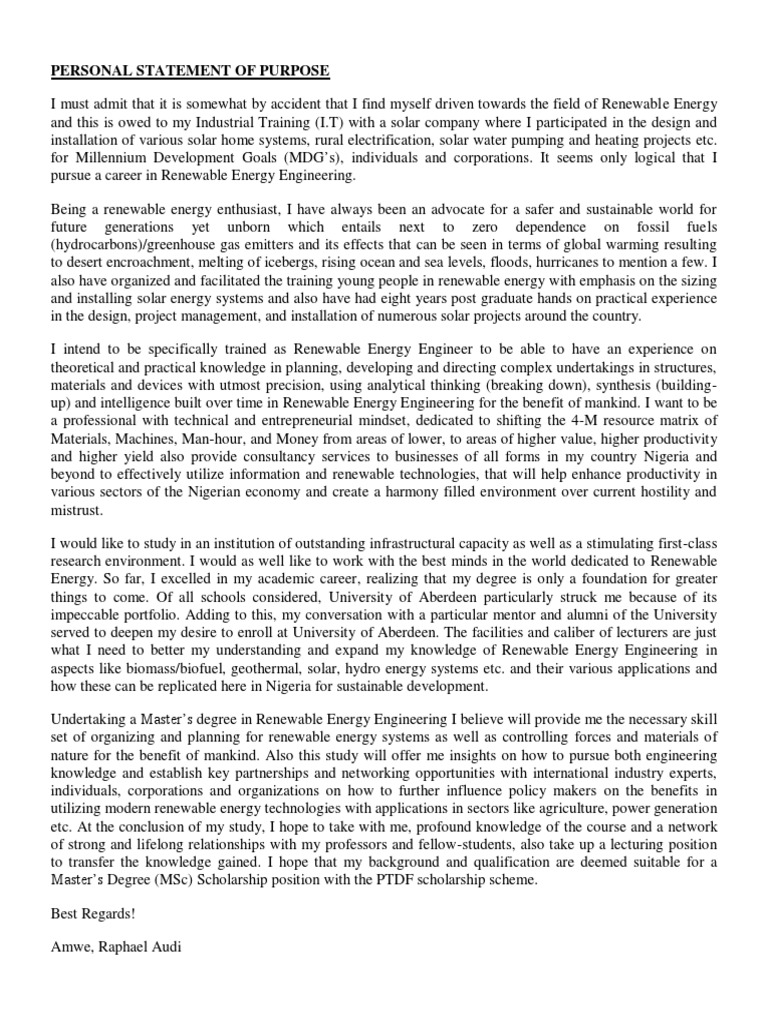 Audi Personal Statement PDF | PDF | Renewable Energy | Solar Energy