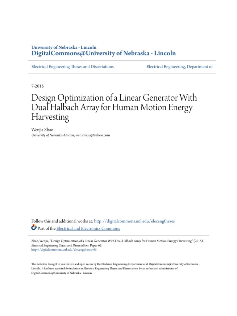 Design Optimization of A Linear Generator With Dual Halbach Array For ...