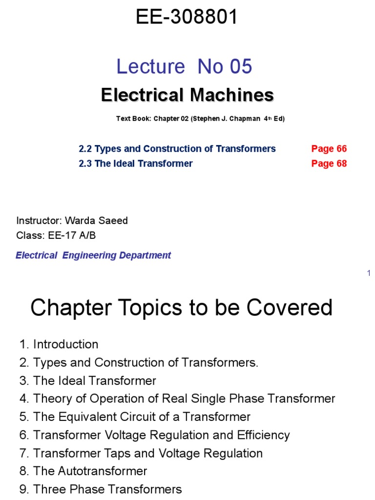 Lecture 07 Transformer | PDF | Transformer | Electrical Impedance