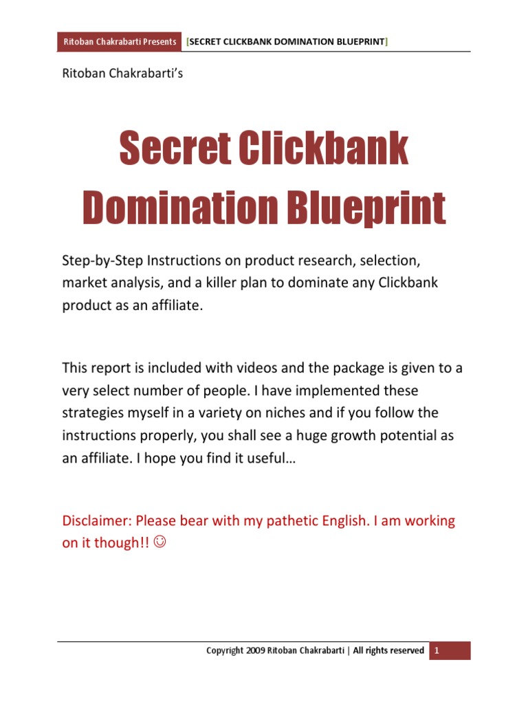 Secret Clickbank Domination Blueprint: Ritoban Chakrabarti's | PDF ...