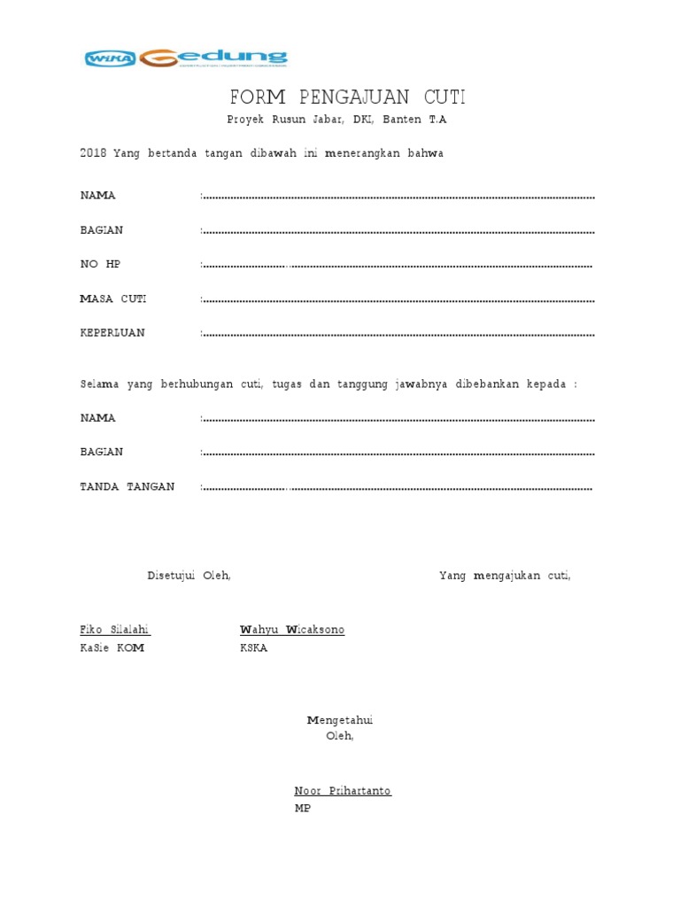 Form Cuti-1 | PDF