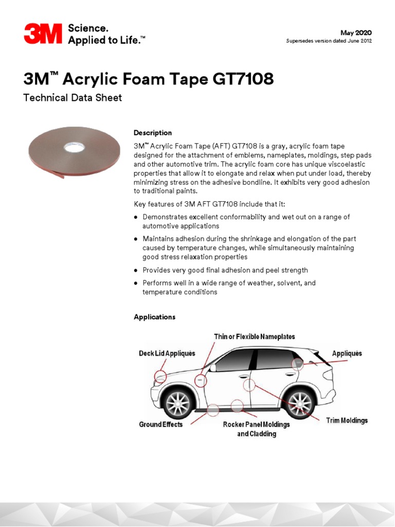 3M Acrylic Foam Tape GT7108: Technical Data Sheet | Download Free PDF ...