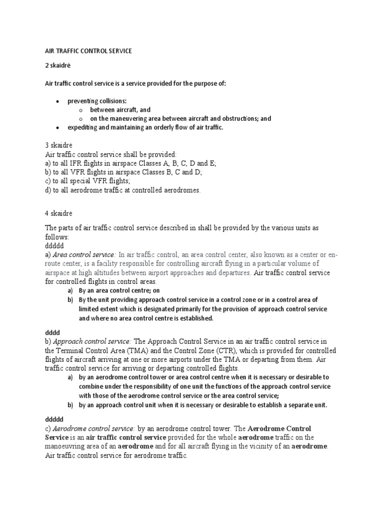 The Aerodrome Control Manoeuvring Area of An Aerodrome and For All ...