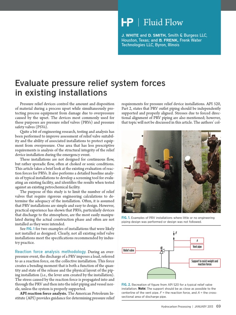 Evaluate Pressure Relief System Forces in Existing Installations | PDF ...