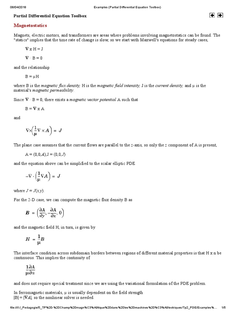 Examples (Partial Differential Equation Toolbox) | PDF | Magnetic Field ...