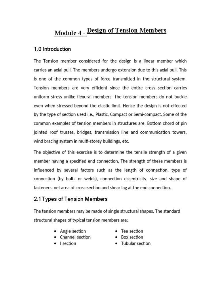 Tension Member Design Principles | PDF | Strength Of Materials ...