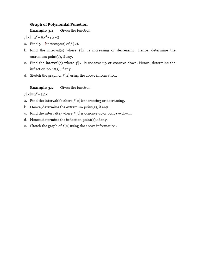 Graph of Polynomial Function | PDF