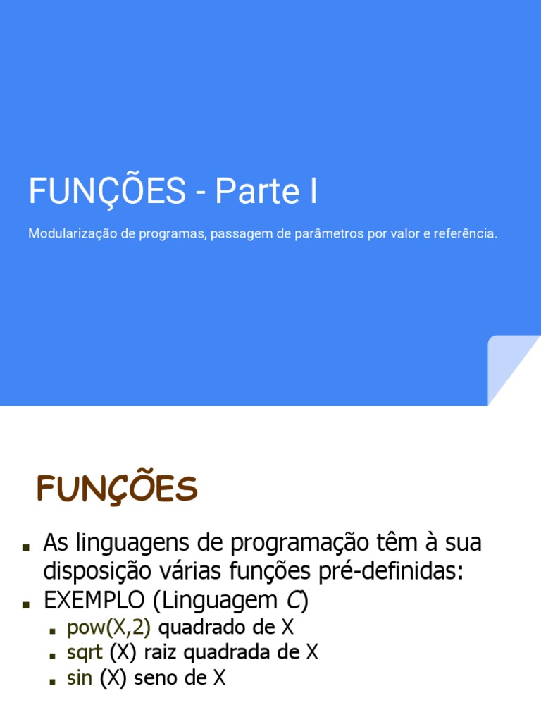 Tópico 7 - Funções Parte I PDF | PDF | Parâmetro (programação de ...