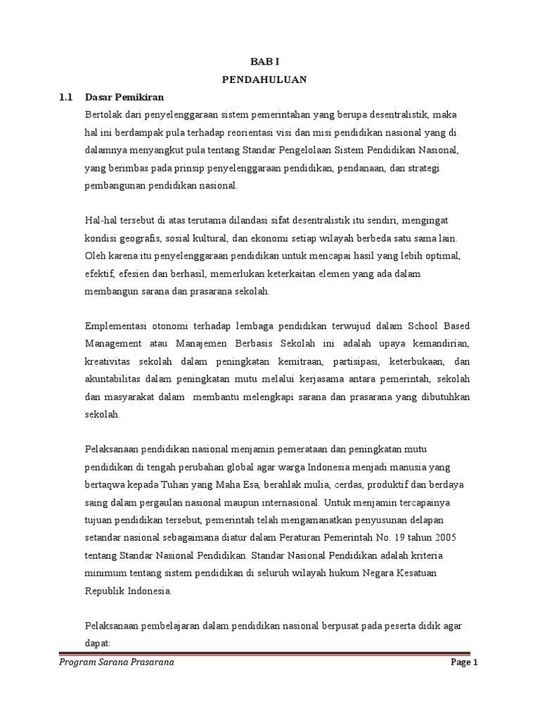 Draf Program Sarpras | PDF | Karier & Perkembangan
