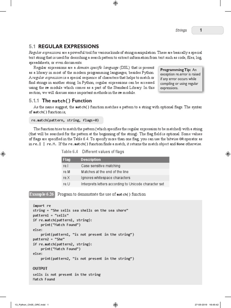 13 Python Ch05 ORC | PDF | Regular Expression | Subroutine