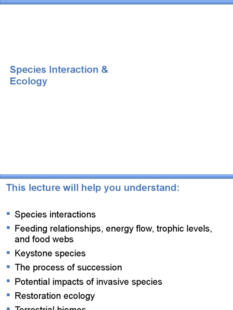 Species Interaction and Ecology | PDF | Food Web | Predation