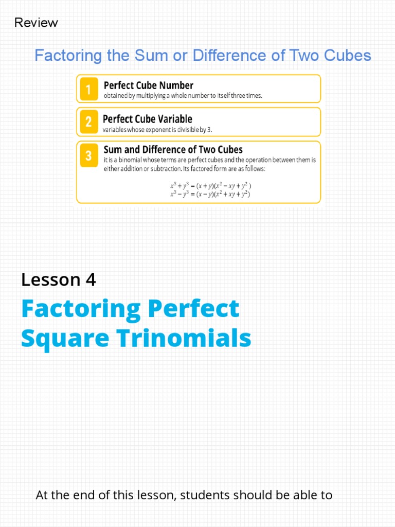 Factoring Perfect Square Trinomials | PDF | Factorization | Polynomial
