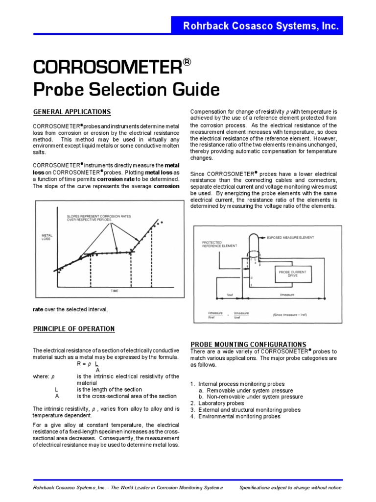 Corrosometer Probe Selection Guide-R | PDF | Electrical Resistance And ...