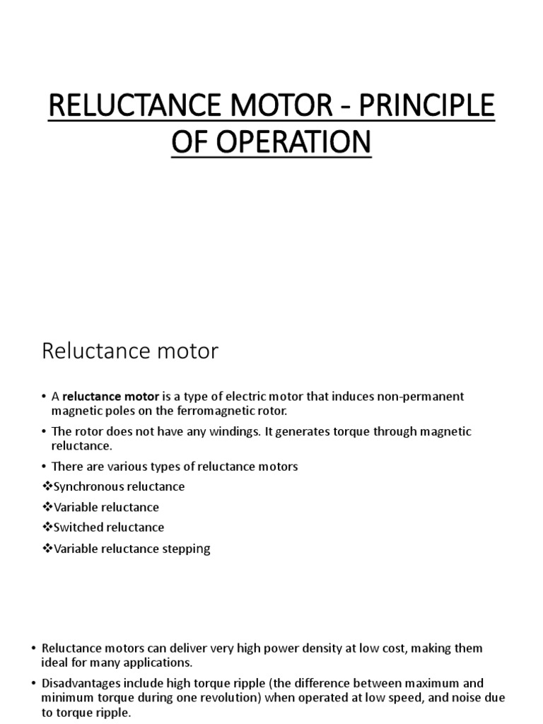 Reluctance Motor - Principle of Operation | PDF | Electric Motor ...
