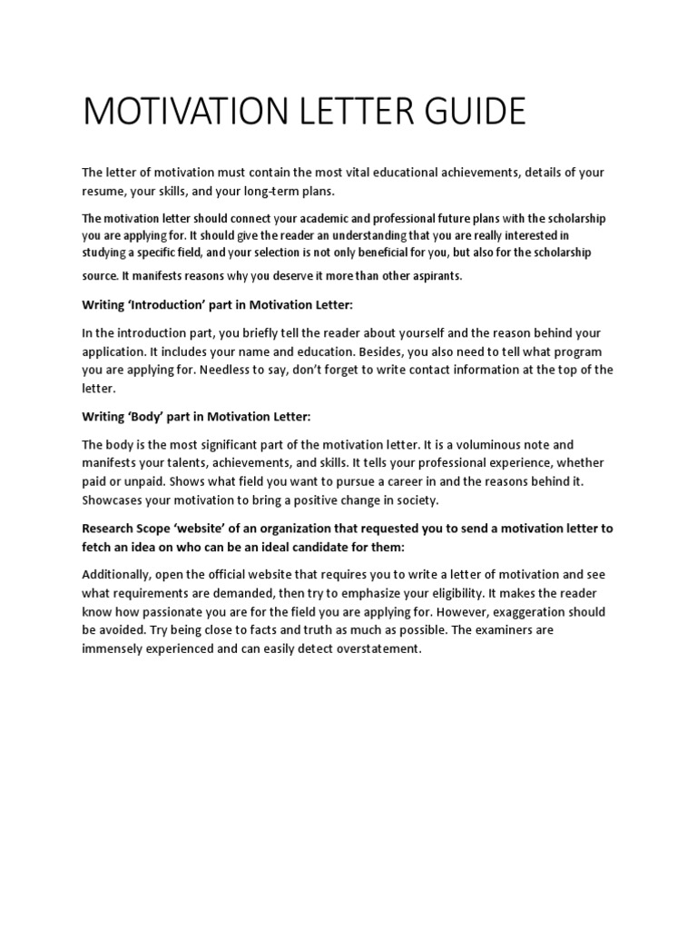 Guide to Writing Motivation Letters | PDF | Motivation | Motivational