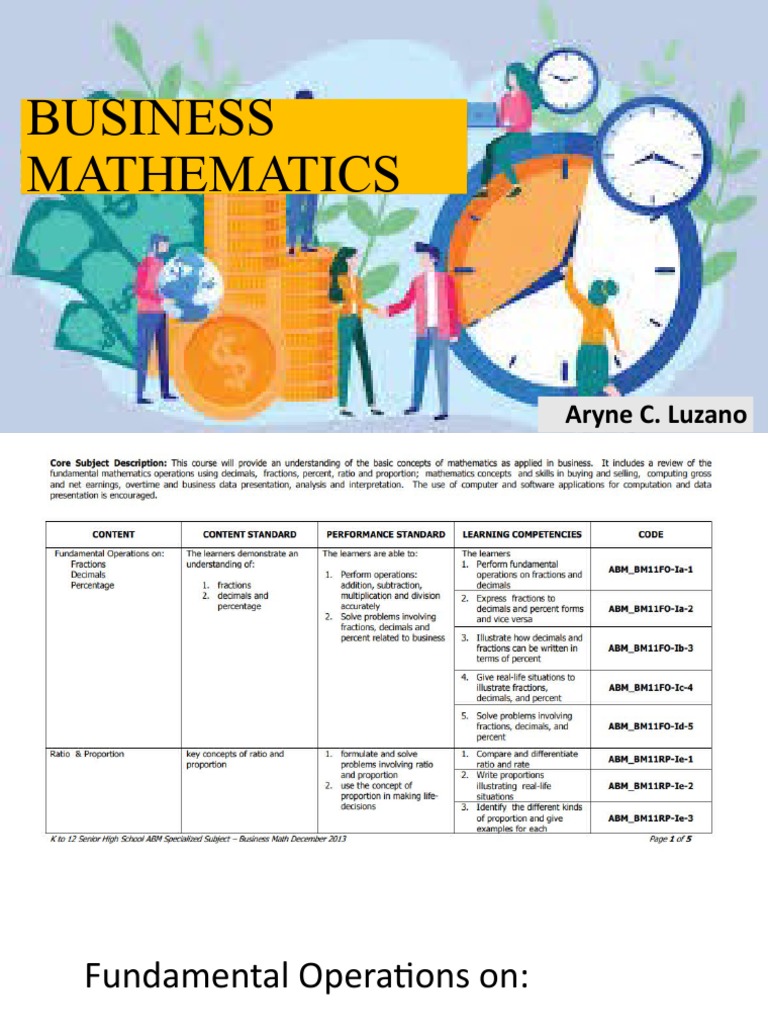 Business Mathematics: Fractions & Decimals | PDF | Fraction ...