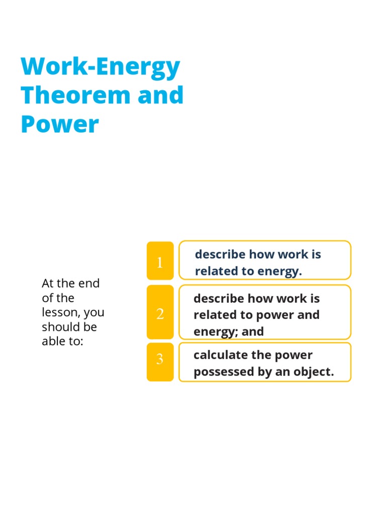 Work-Energy Theorem and Power Explained | PDF | Kinetic Energy | Horsepower
