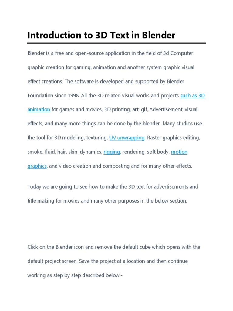 Adding 3D Text | PDF | Blender (Software) | 3 D Computer Graphics