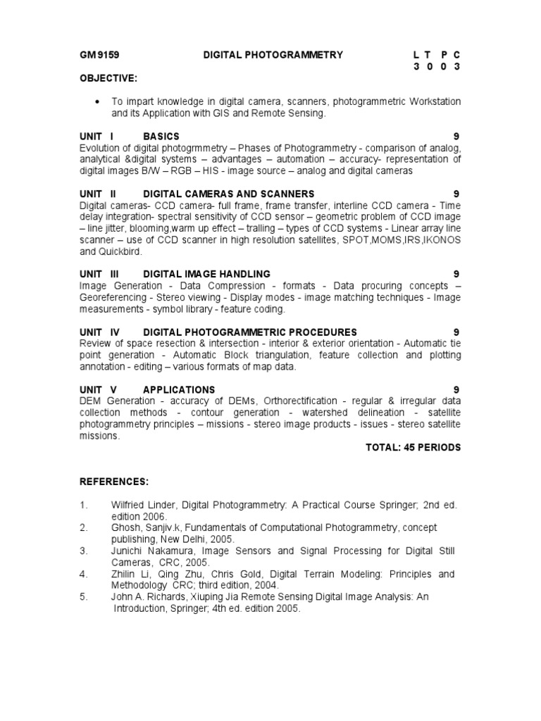Digital Photogrammetry | PDF | Charge Coupled Device | Digital Camera