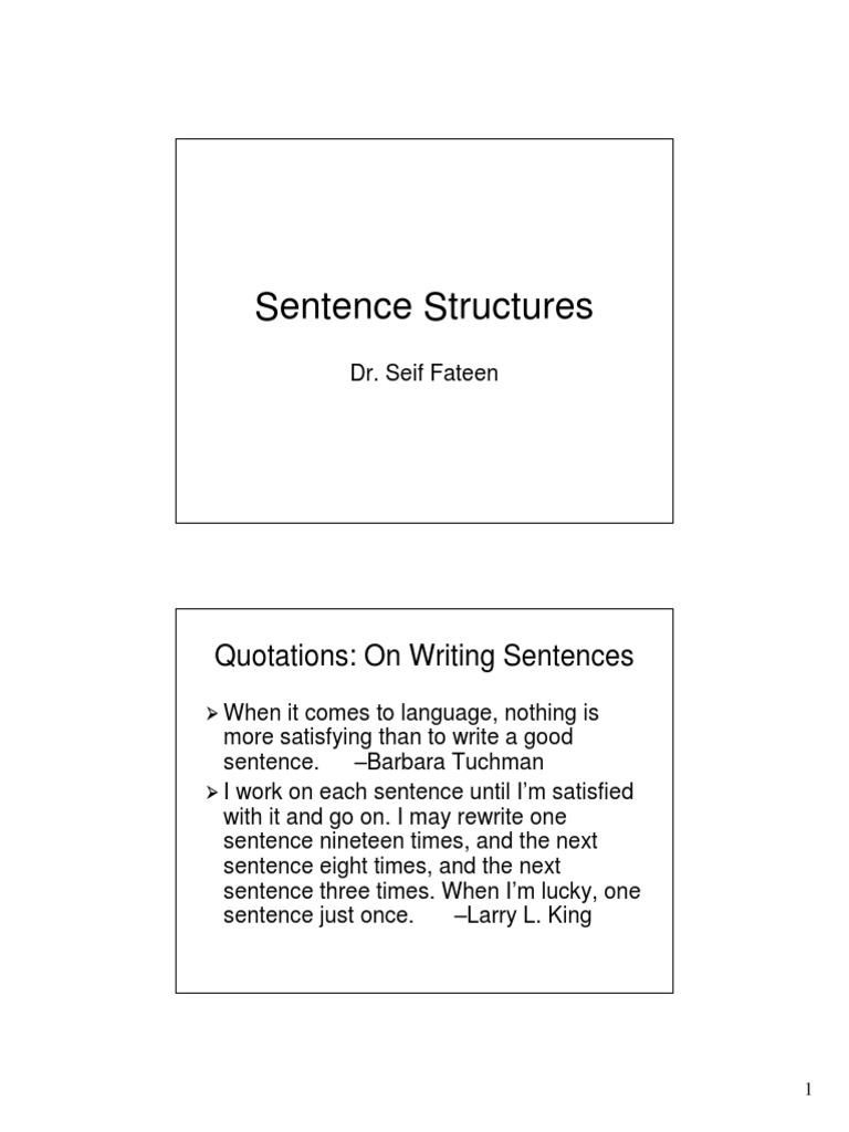 Sentence Structures: Quotations: On Writing Sentences | PDF | Sentence ...