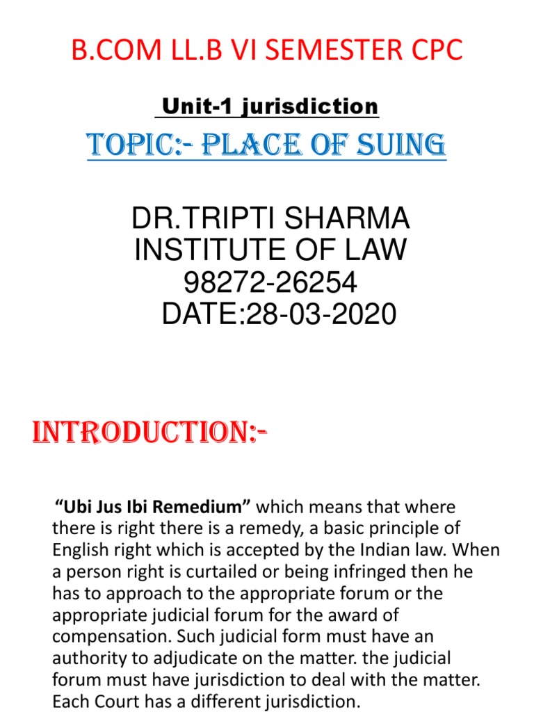 Place of Suing | Download Free PDF | Jurisdiction | Lawsuit