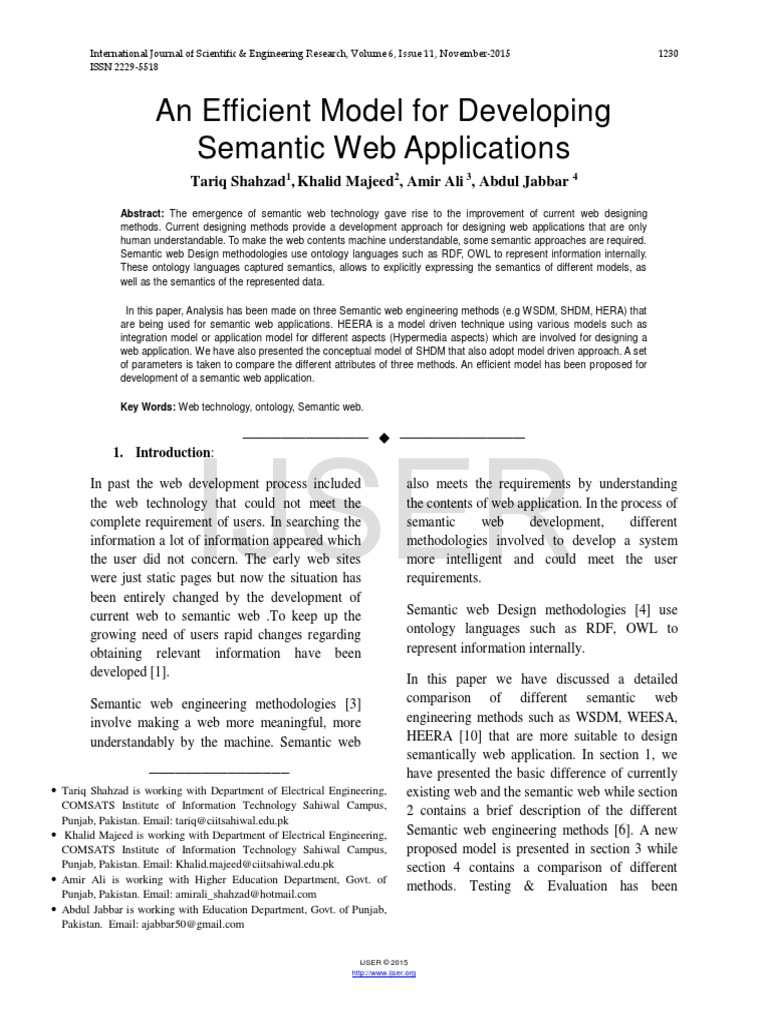 Ijser: An Efficient Model For Developing Semantic Web Applications ...