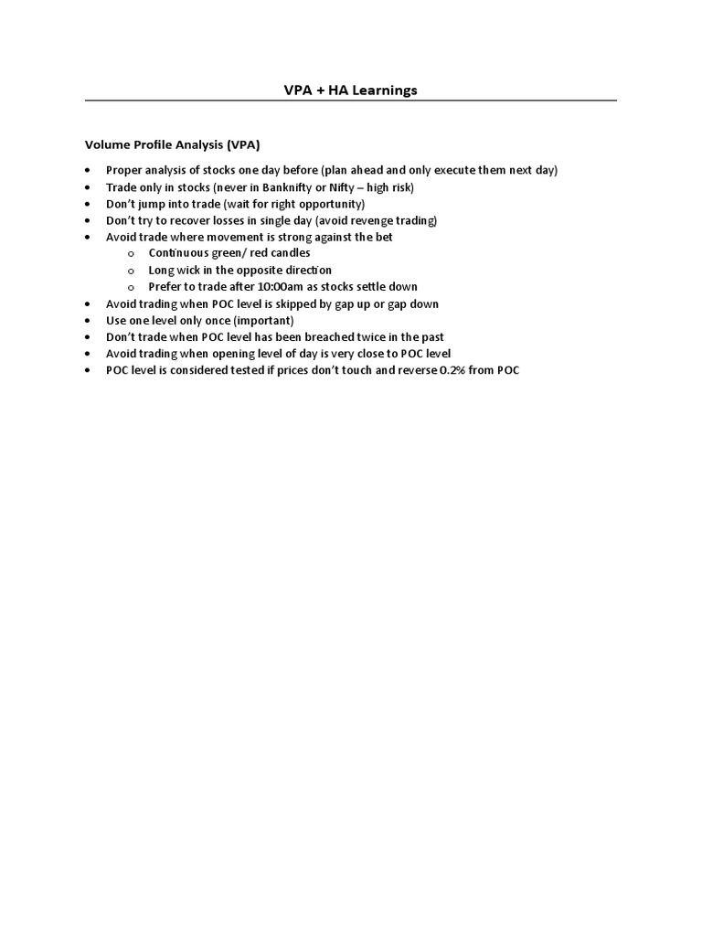 Volume Profile Analysis Learnings | PDF