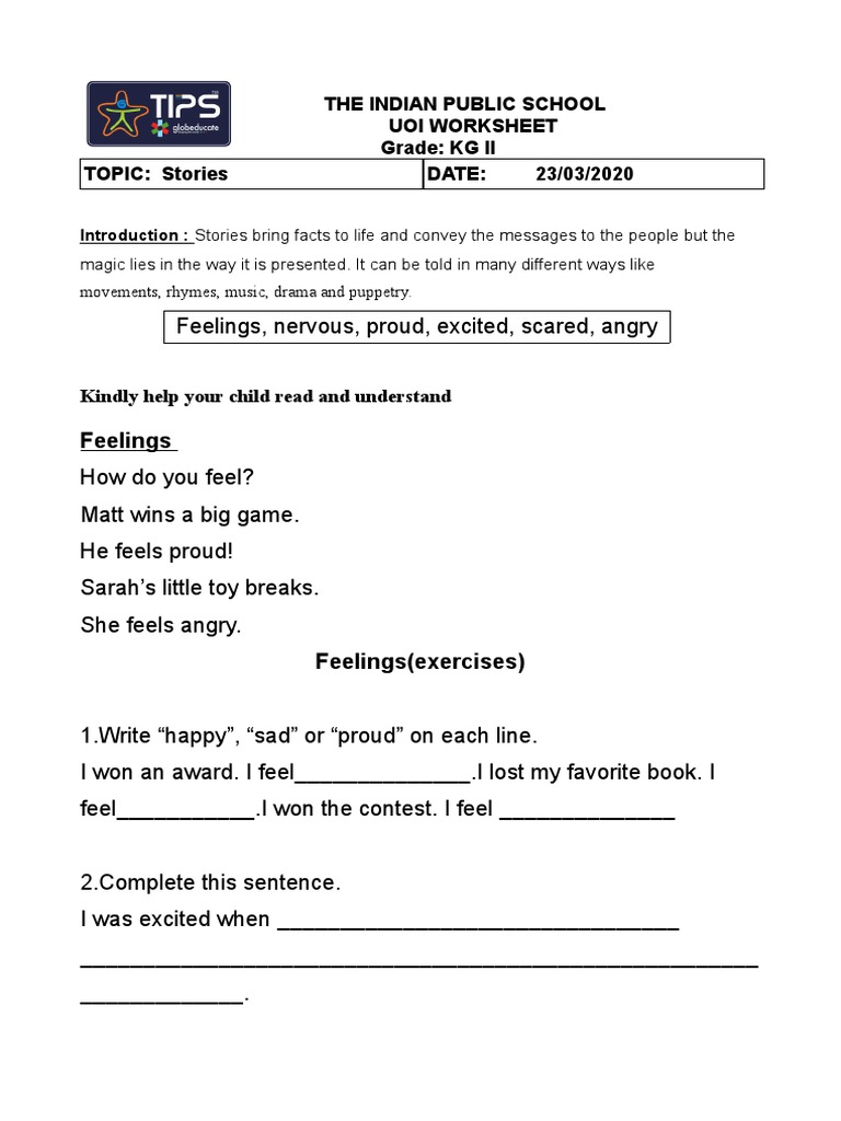 KG 2 UOI Worksheet PDF | PDF
