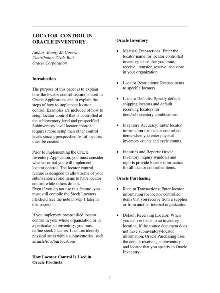 Locator Control in Oracle Inventory | PDF | Inventory | Computing