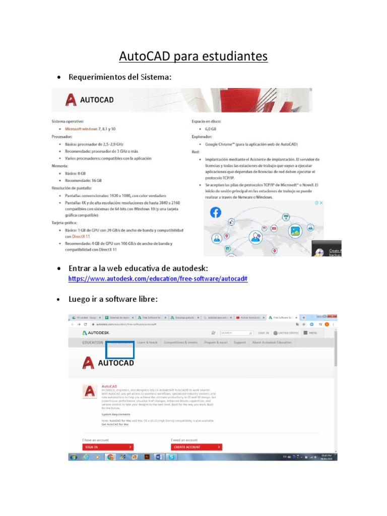 Guía para Descargar AutoCAD Estudiantes | PDF
