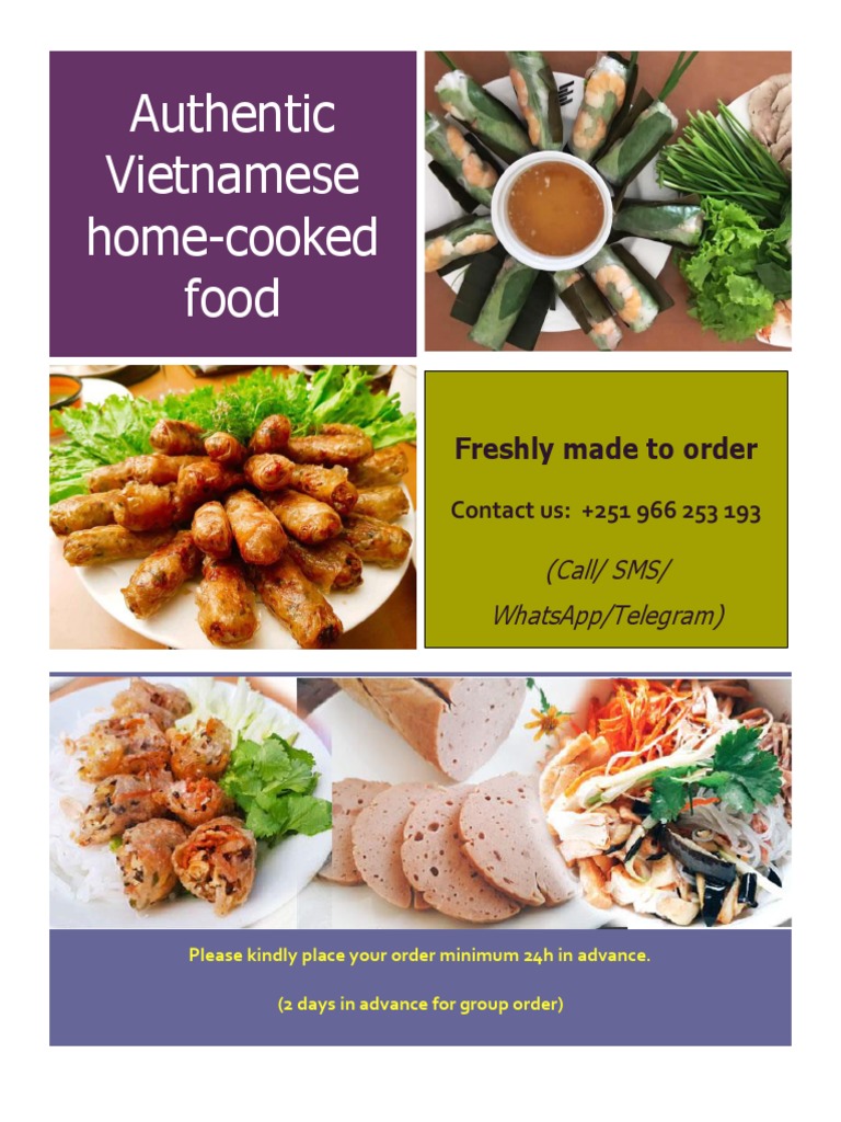 Authentic Vietnamese Home-Cooked Food Menu: Sandwiches, Spring Rolls ...